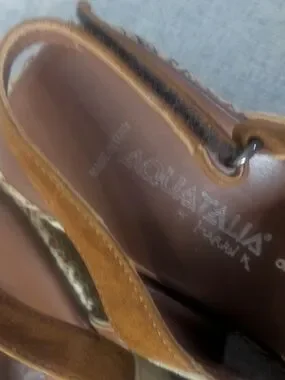Aquatalia | Shoes | Aquatalia Brown Suede Leather Wedge Sandals Cream ...
